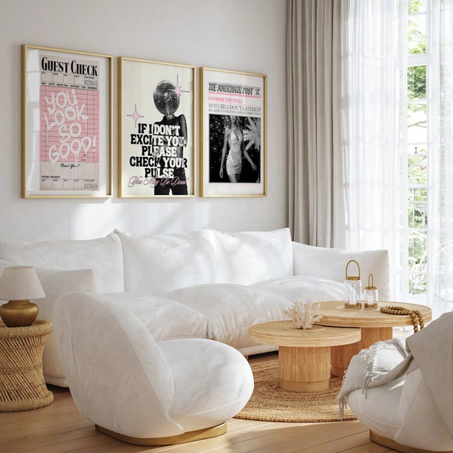 3pcs Preppy Aesthetic Poster,Newspaper Prints,Funky Triptych Wall Art ...