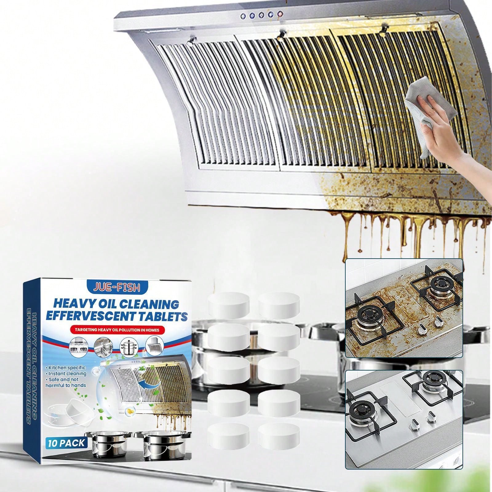 Jue-fish Kitchen Cleaning Effervescent Tablets For Heavy Grease Stains ...