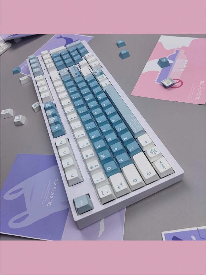 Blue Ocean Pbt Dye-sublimation Keycaps For Natural Ergonomic Keyboard ...