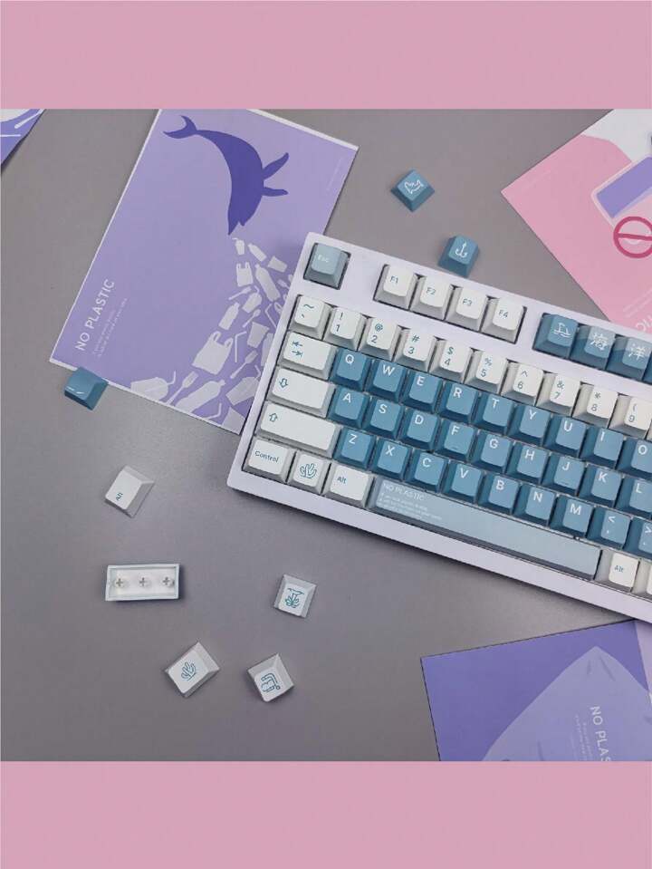 Blue Ocean Pbt Dye-sublimation Keycaps For Natural Ergonomic Keyboard ...