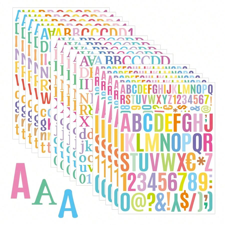 15 Sheets Vinyl Letter Stickers, Colorful Alphabet Number Stickers ...