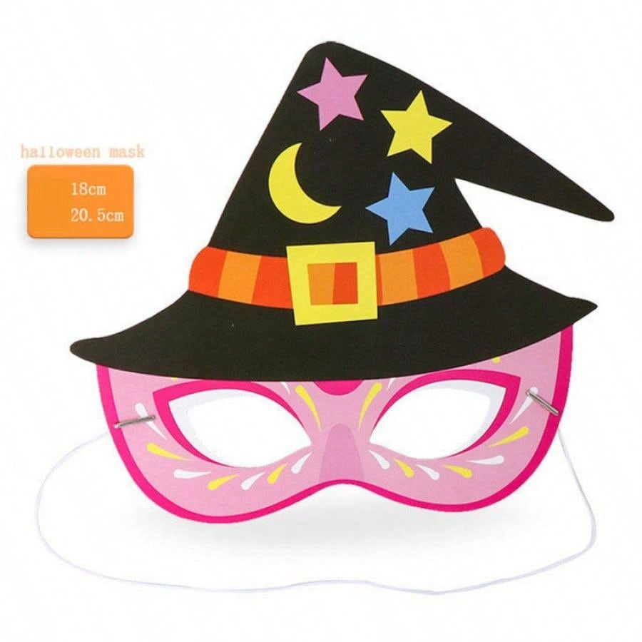 Witch Halloween Diy Cartoon Pattern Cardboard Mask Masquerade Party ...