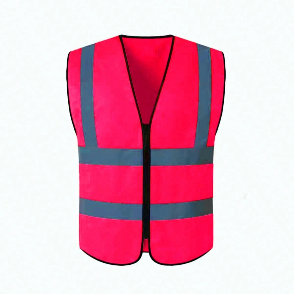 Red High Visibility Safety Vest With Reflective Stripes, Back Straps ...