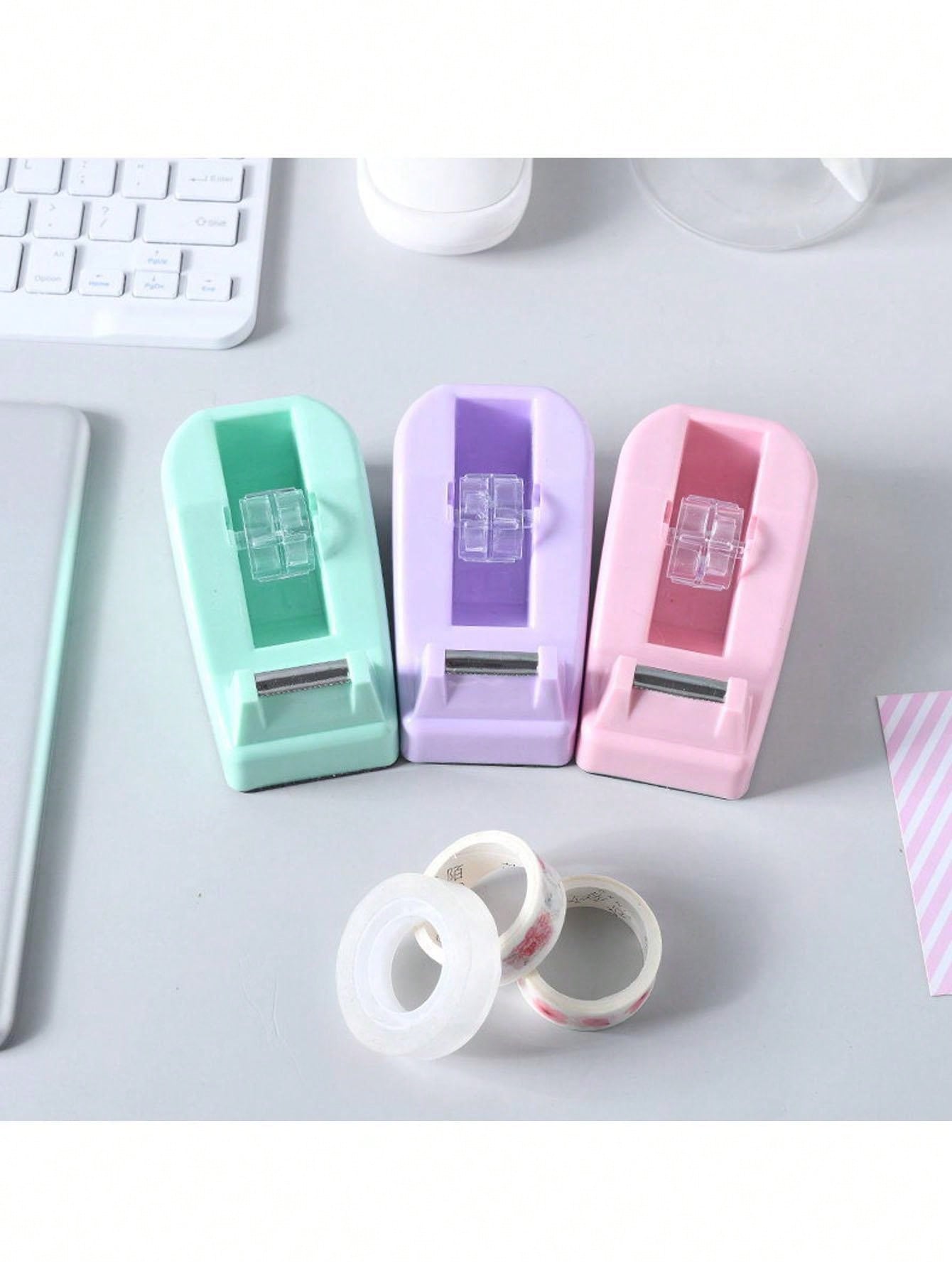 1pc Macaron Color Small Tape Dispenser Creative & Colorful Tape Cutter ...
