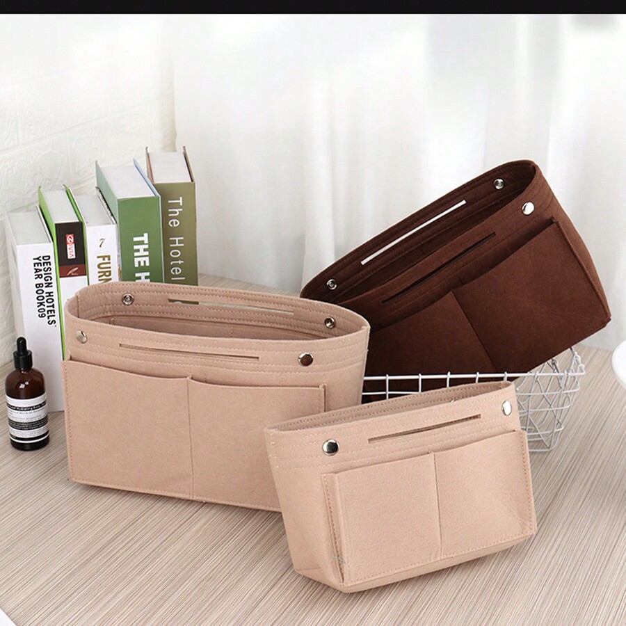 2pcs/Set Felt Cosmetic Bag With Inner Compartment, Multi-Functional ...