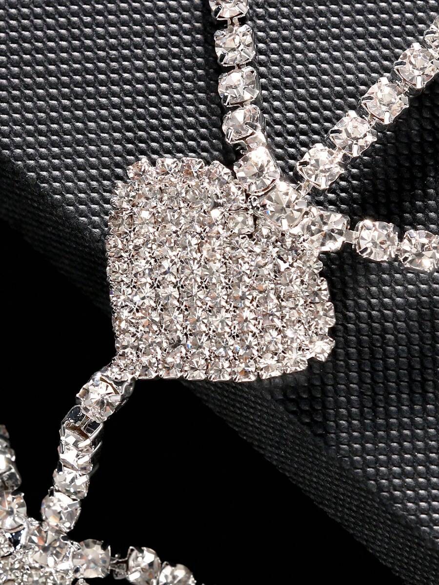 A Silver Rhinestone Body Chain European And American Multi-layered Love ...