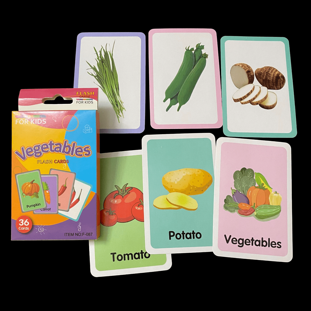 1pc Vegetable Recognition Flashcards Set (36 Cards) In Box Packaging ...