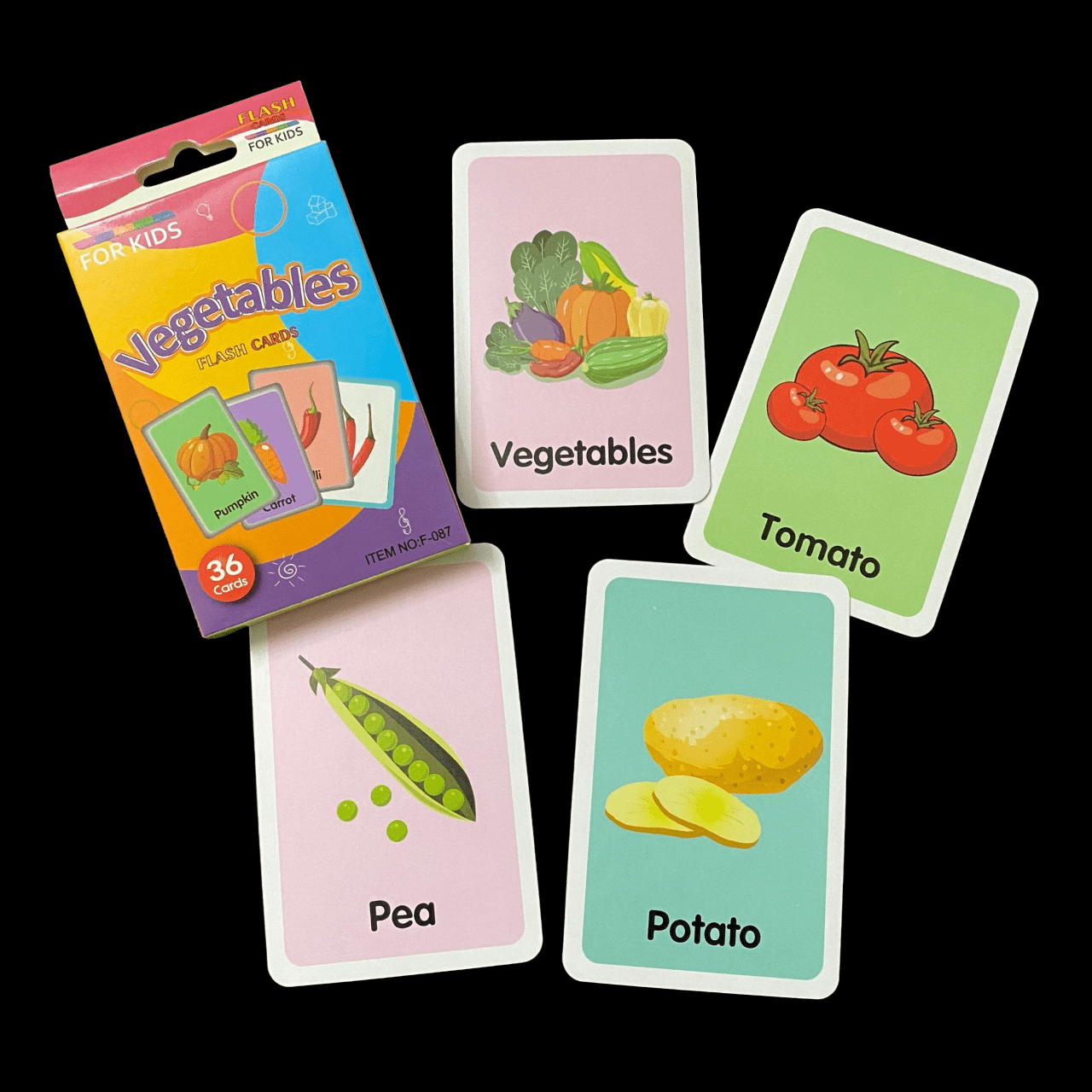 1pc Vegetable Recognition Flashcards Set (36 Cards) In Box Packaging ...