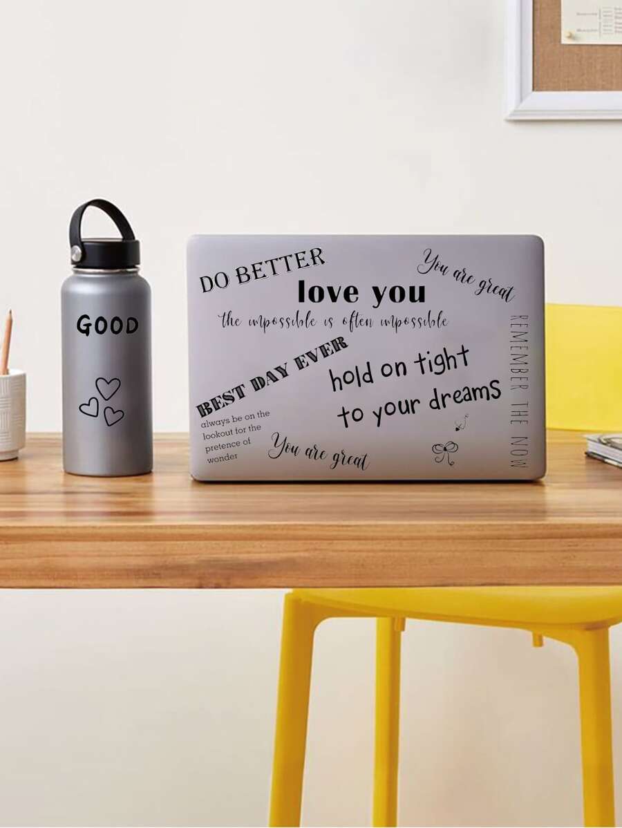 Text stickers leaflet transparent English handwritten famous quotes ...