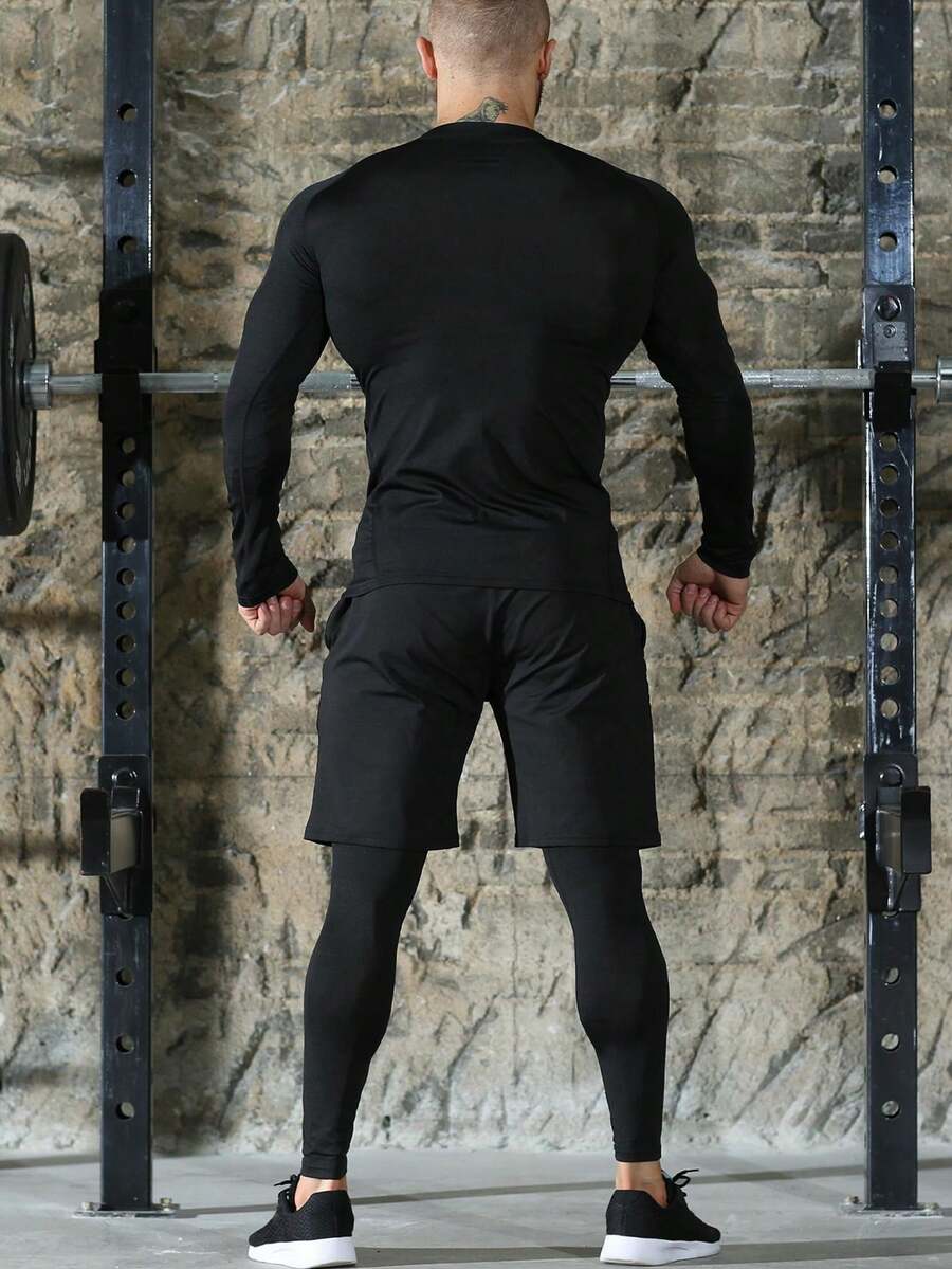 3pcs Men's Sports Quick-Dry Compression Fitness Long Sleeve Shirt Gym ...