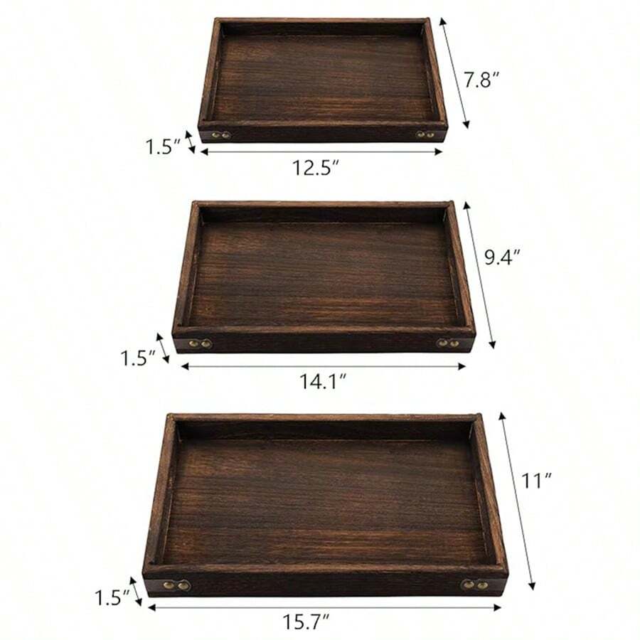 1pc Walnut Wood Serving Trays Wooden Nested Serving Trays Set with ...