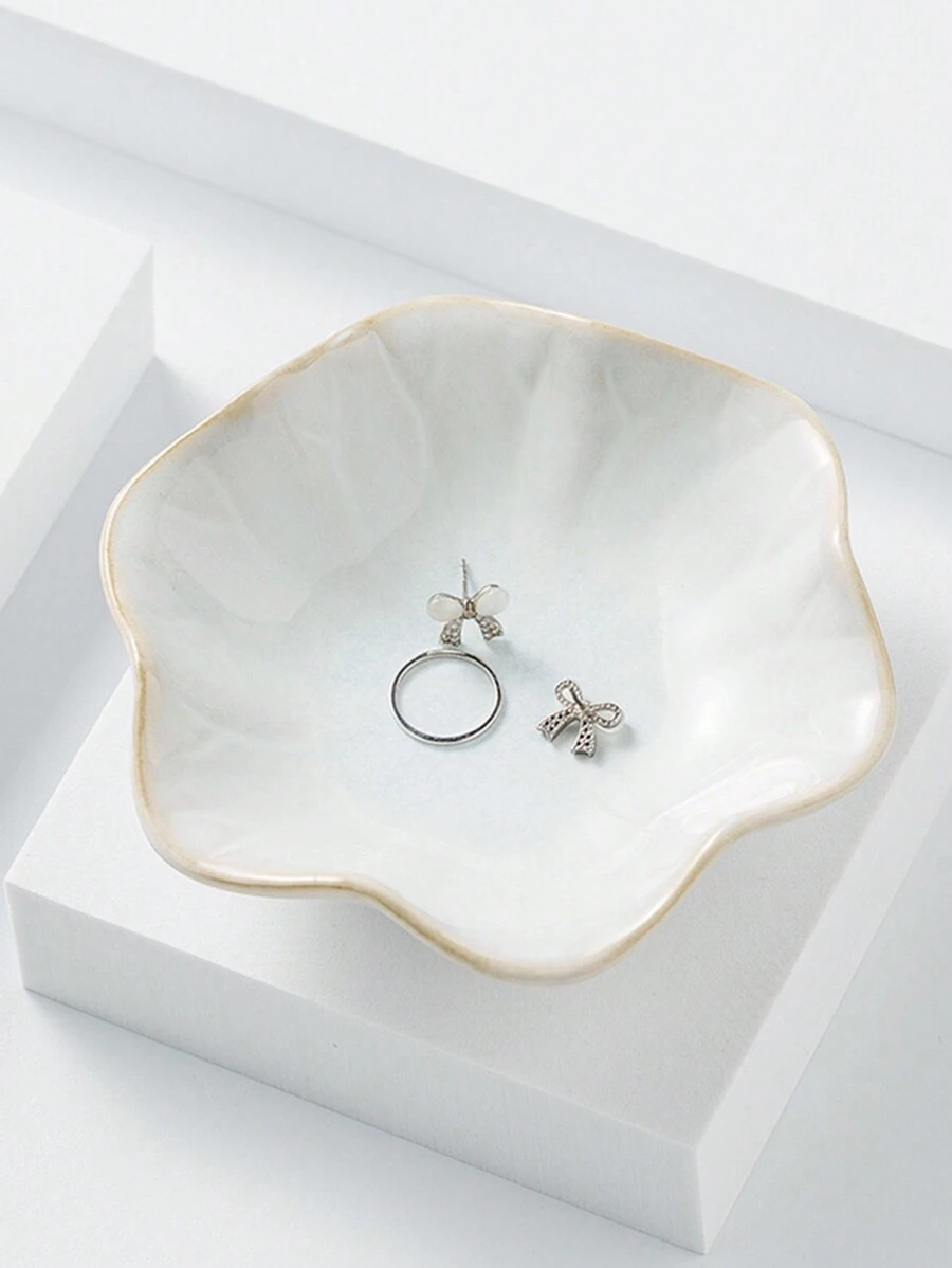 1pc Ceramic Flower Petal Jewelry Tray, Decorative Trinket Dish With ...