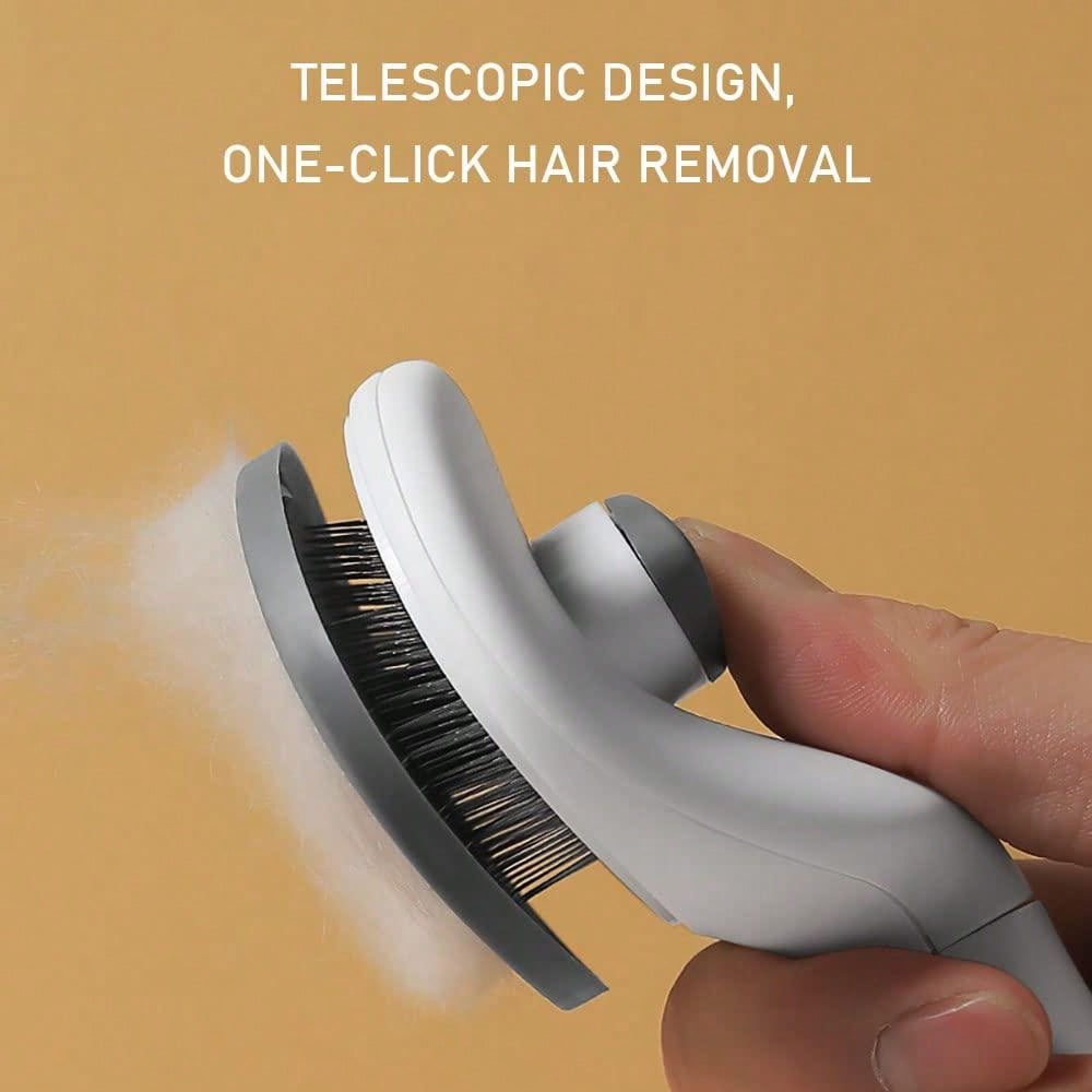 1pc Grey Pet Hair Remover Brush, Self-Cleaning Grooming Tool For Dogs, Cats, Rabbits And More ...
