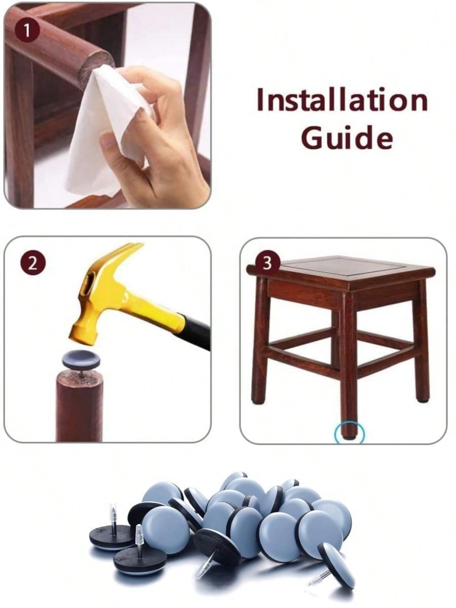 20 Pcs Teflon Furniture Sliders, Chair Leg Floor Protectors, Furniture ...