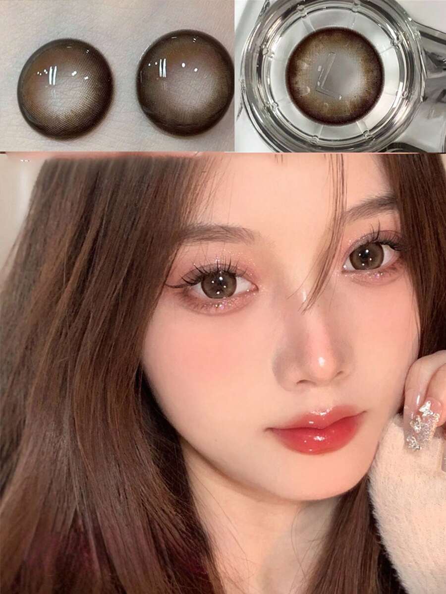 1 Pair Cold Rum Brown Color Contact Lenses Yearly Use 14.5mm Large ...