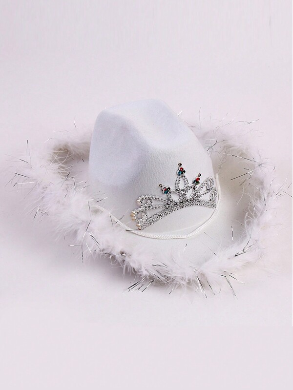 1pc Women's Millennium-style Wool Crown Fringed Party Hat Suitable For ...