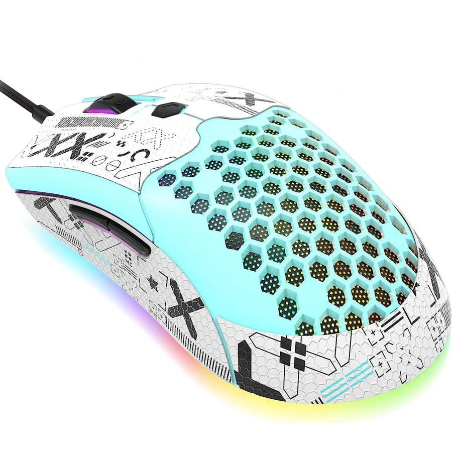 ATTACK SHARK Mouse Gamer com Fio ATTACK SHARK * ZIYOU LANG M5 RGB, Leve, com 12.000 DPI, 6 ...
