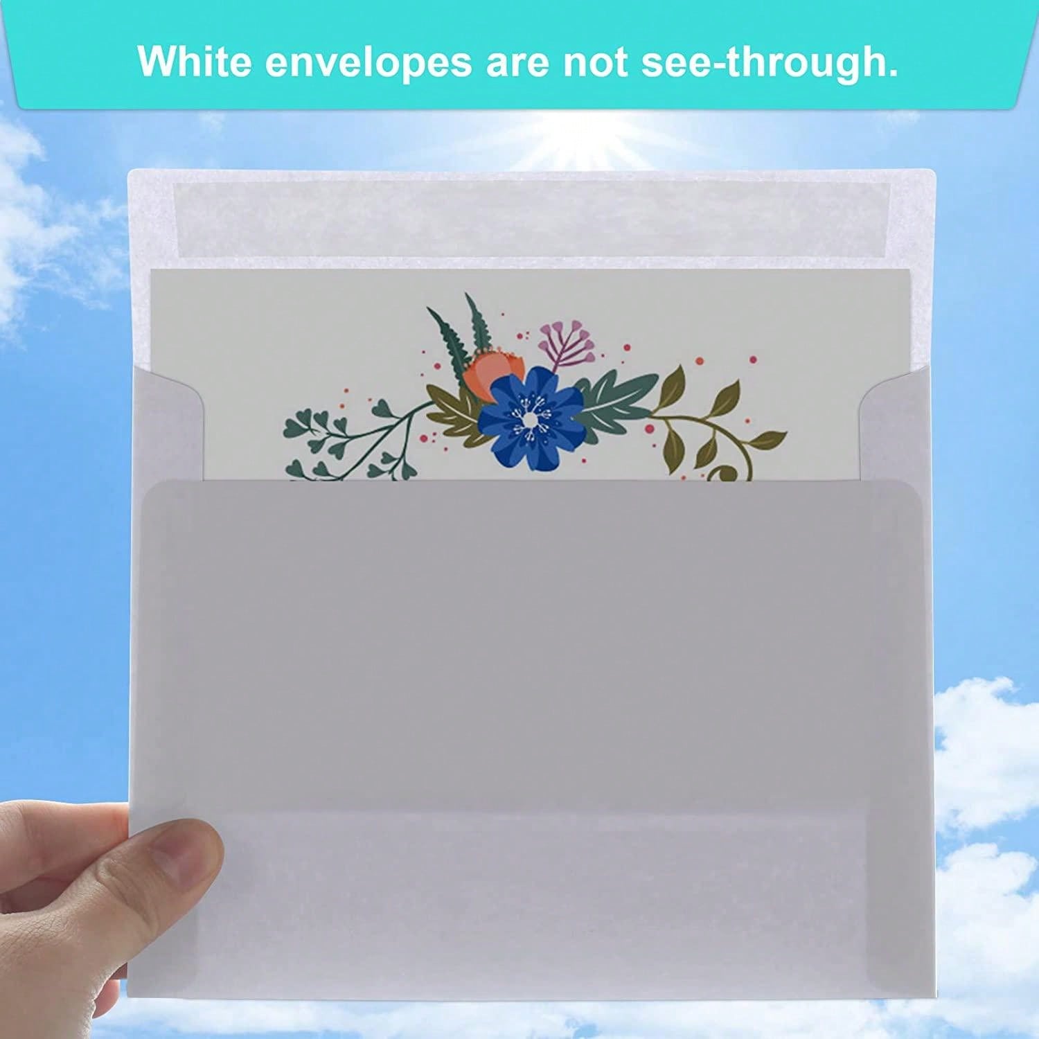 50pcs 5x7in (12.7x17.7cm) Printable Envelopes, White A7 Envelopes For ...