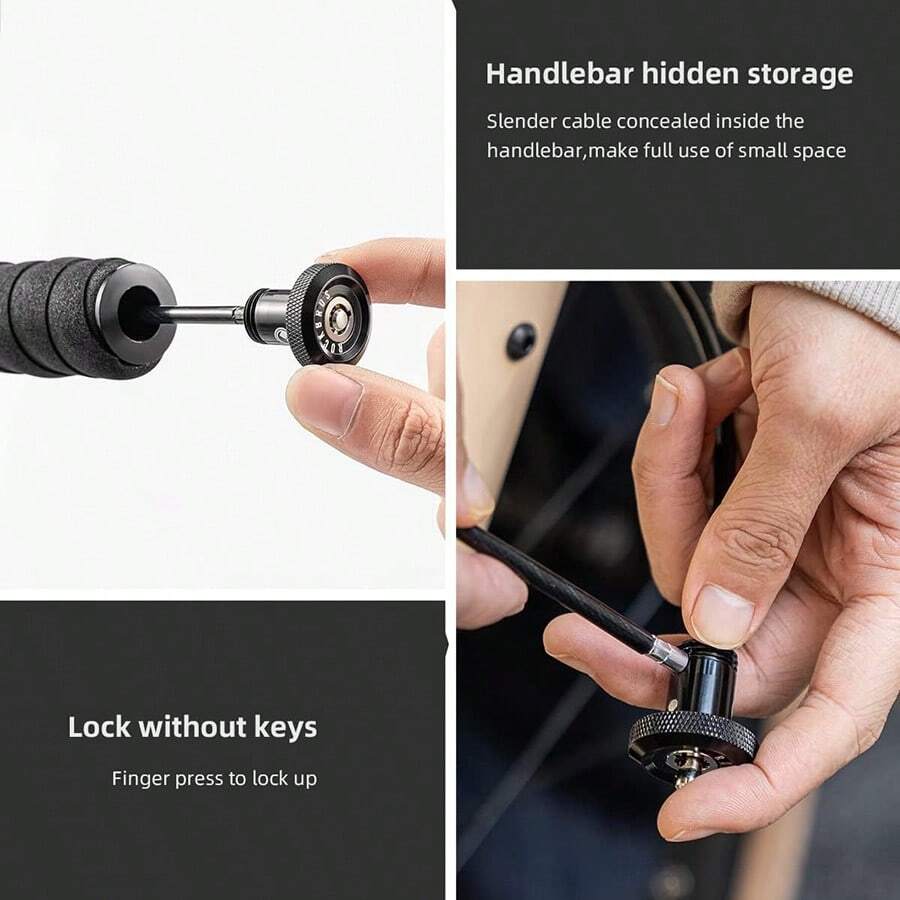 ROCKBROS-Road To Sky Bike Cable Lock Hidden In Handlebars Helmet Lock ...