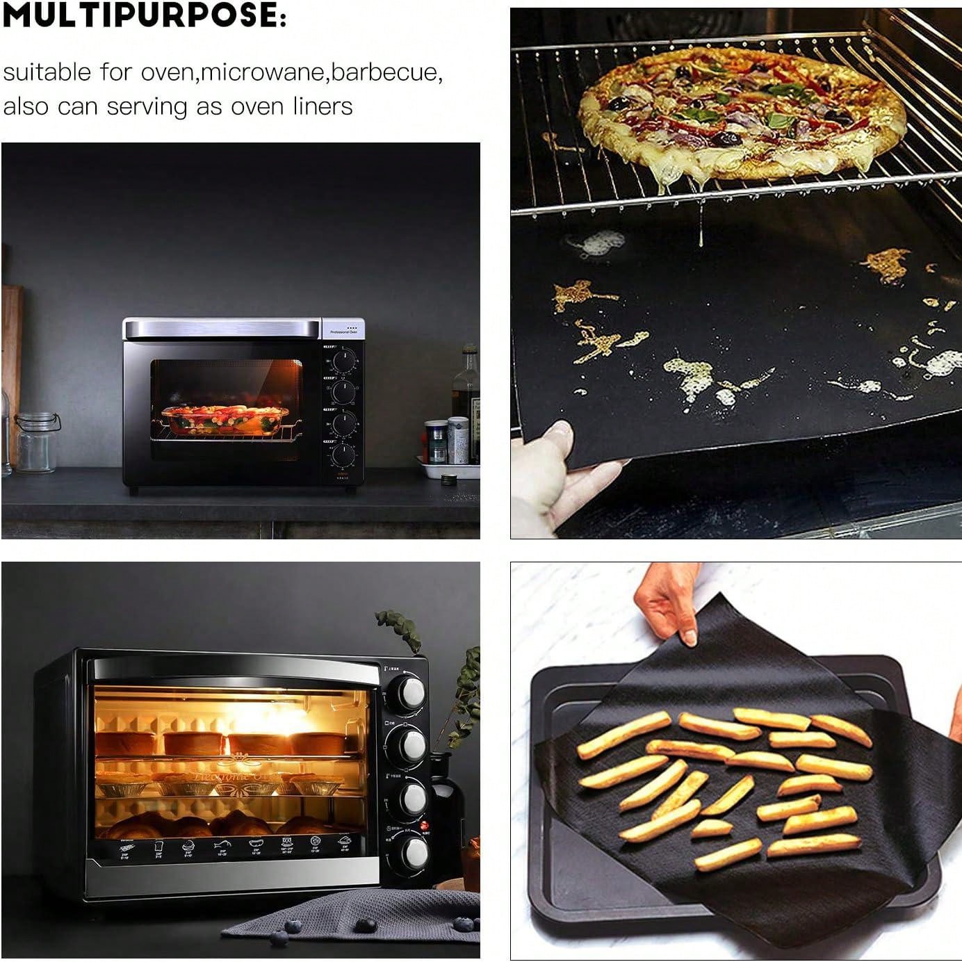 2pcs Black Oven Liners, Bbq Mats, High Temperature Resistant Stove Mats ...