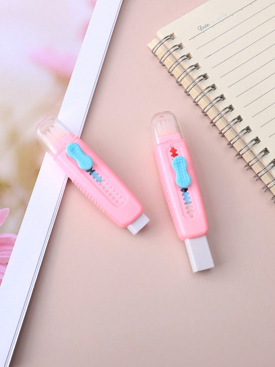 1 Pink Retractable Eraser, Creative Push-pull Eraser With Brush | SHEIN USA