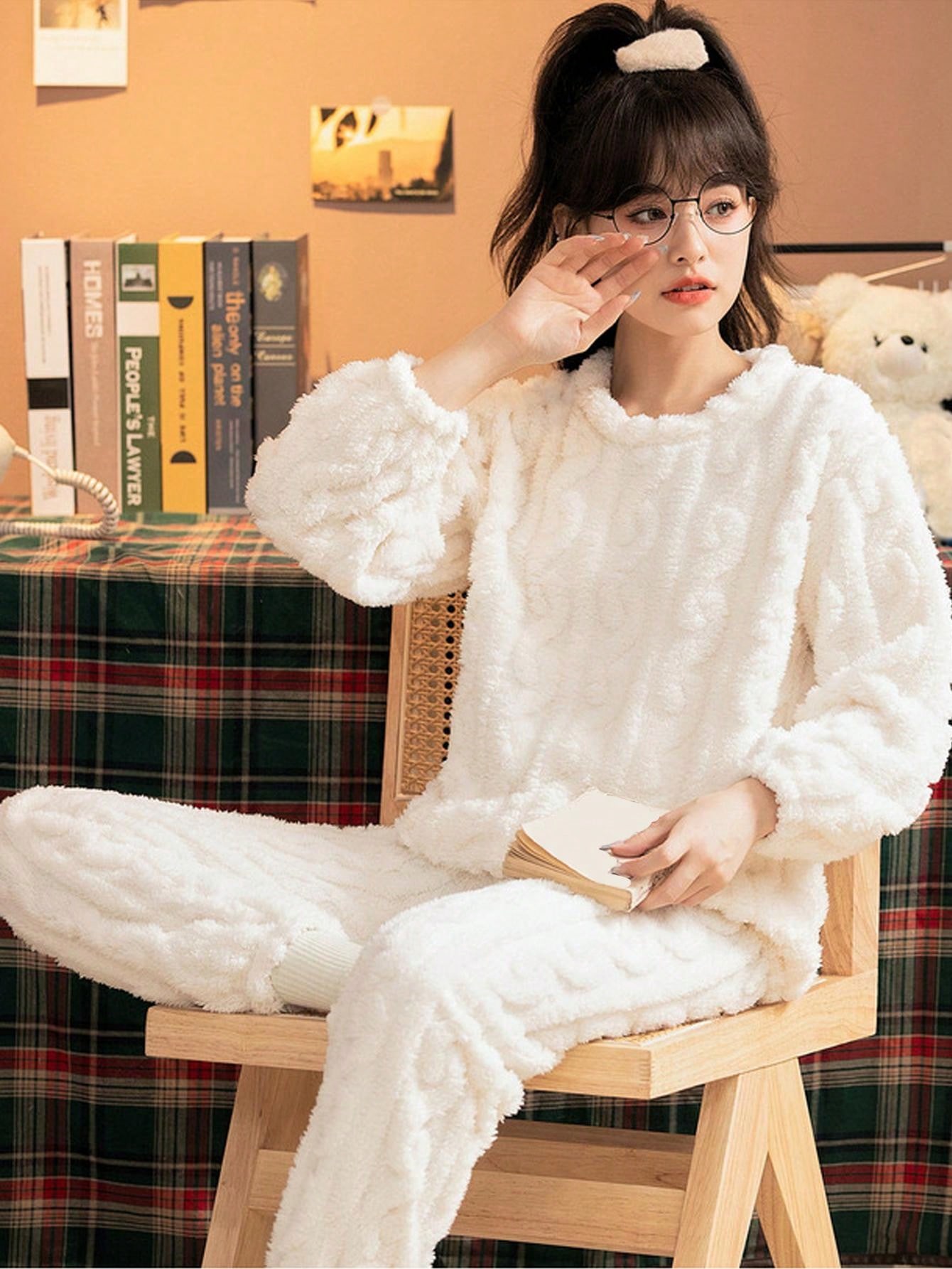 White Embossed Homewear Set | SHEIN USA
