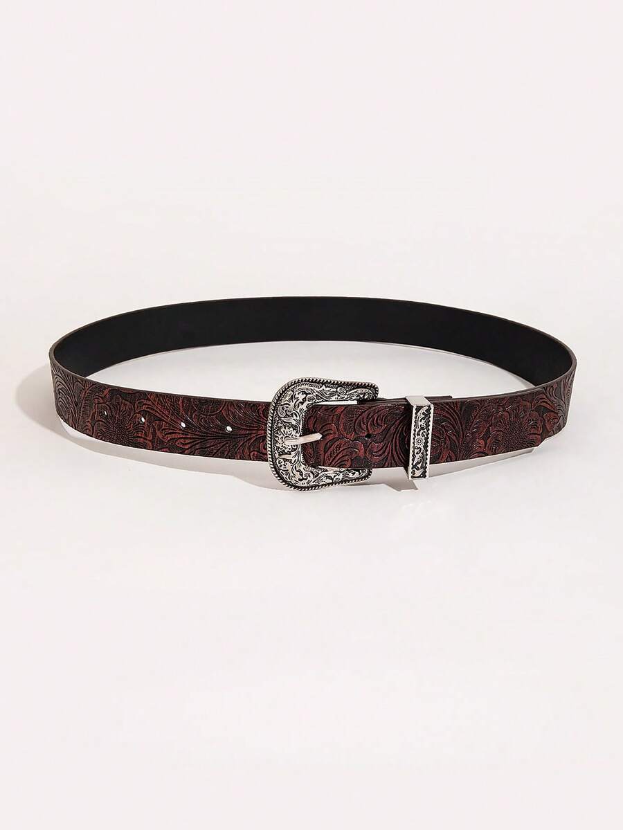 1pc Men's Black Western Style Leather Belt | SHEIN USA
