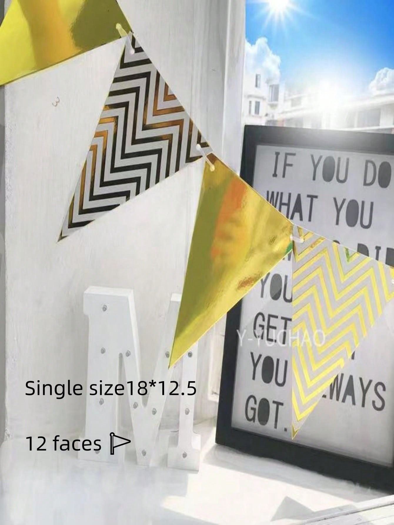 Wave patterned triangular flags are used to decorate scenes such as ...