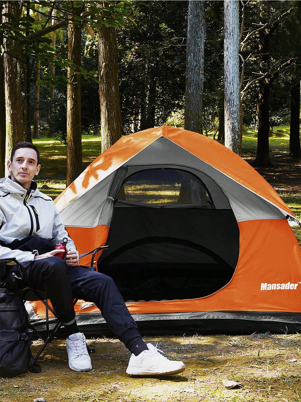 2-3 Person Cap Style Pole Through Eaves Tent, Orange | SHEIN USA