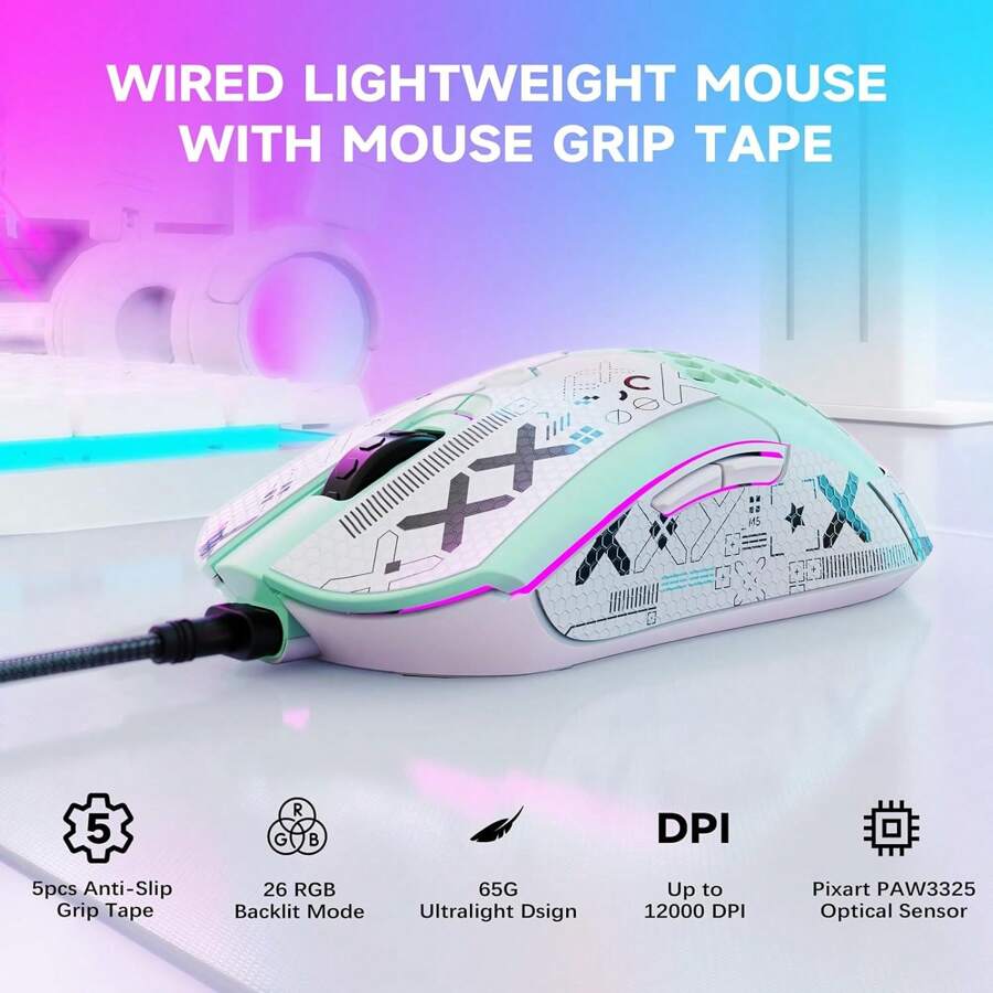 Ziyou Lang M5 Rgb Lightweight Wired Gaming Mouse With 12000 Dpi 6 Programmable Buttons, 65g ...