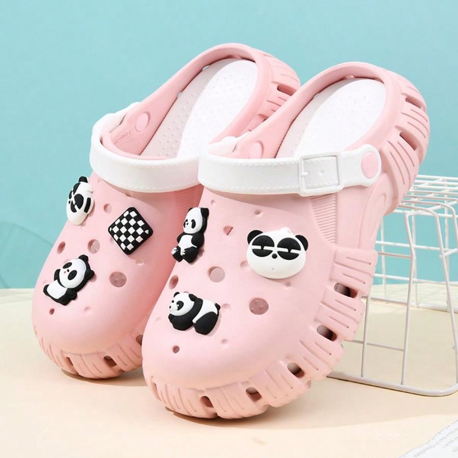 Cartoon Panda & Letter Graphic Hollow Out Vented Clogs | SHEIN USA