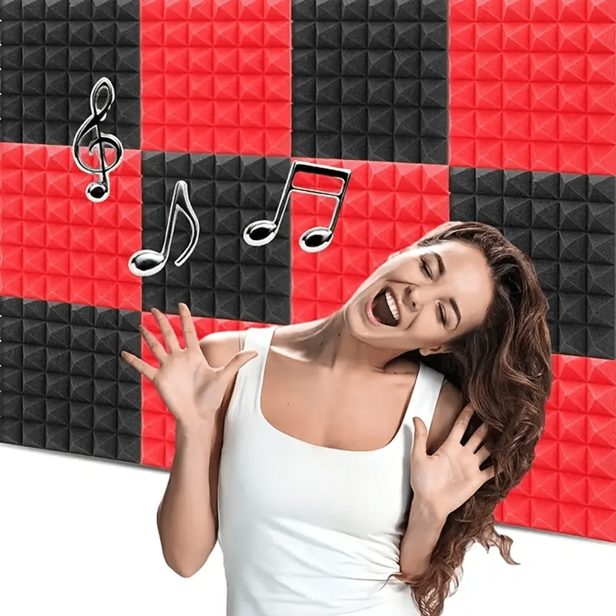 Pyramid Acoustic Foam, Fire-Proofed Soundproof Wall Panels, 25kg/Cbm ...