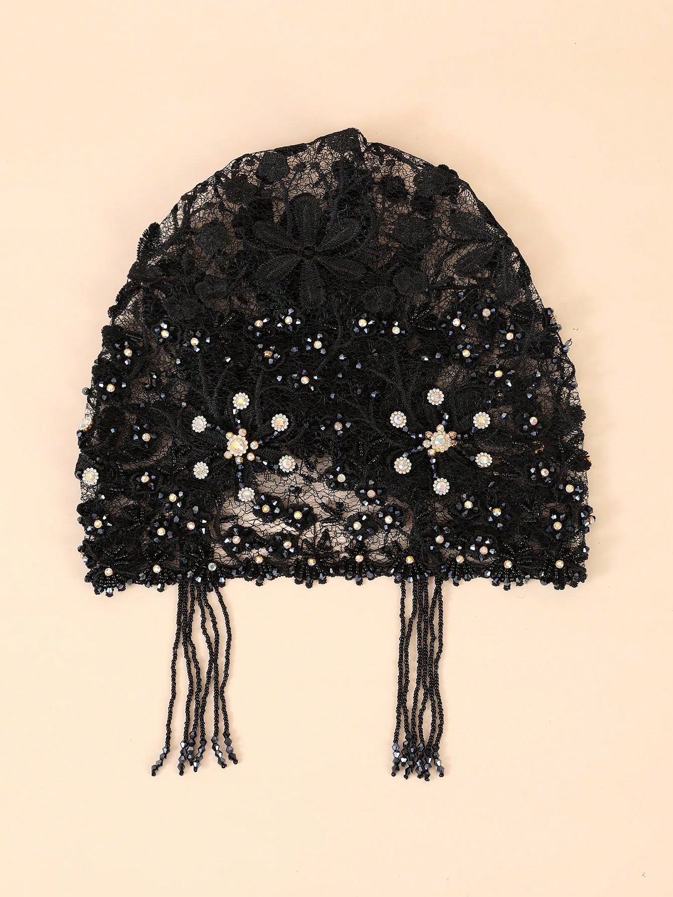 1pc Women Rhinestone & Bead Tassel Decor Fashionable Hat For Daily Life ...