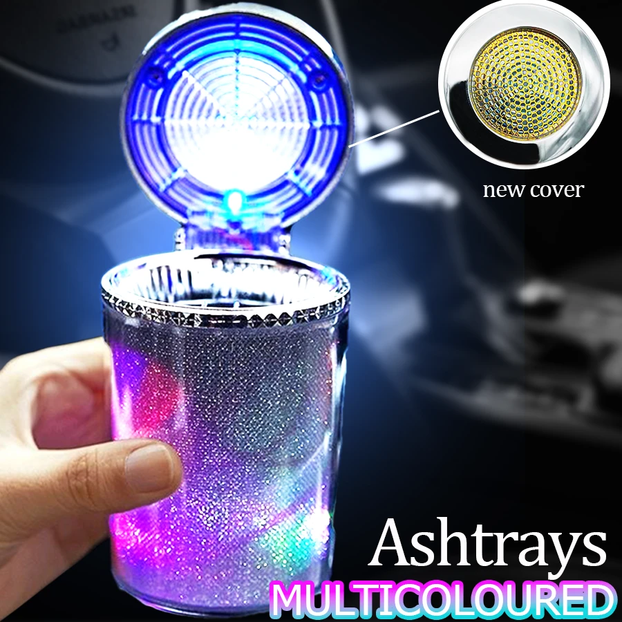 Car Cigarette Ashtray With LED Light, Sealed Hanging Style Ash Holder ...