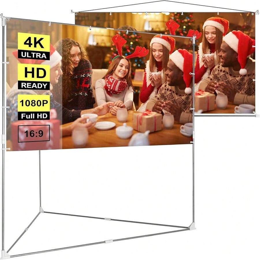 VIVOHOME 100 Inch 2-in-1 Portable Video Projector Screen with Triangle ...