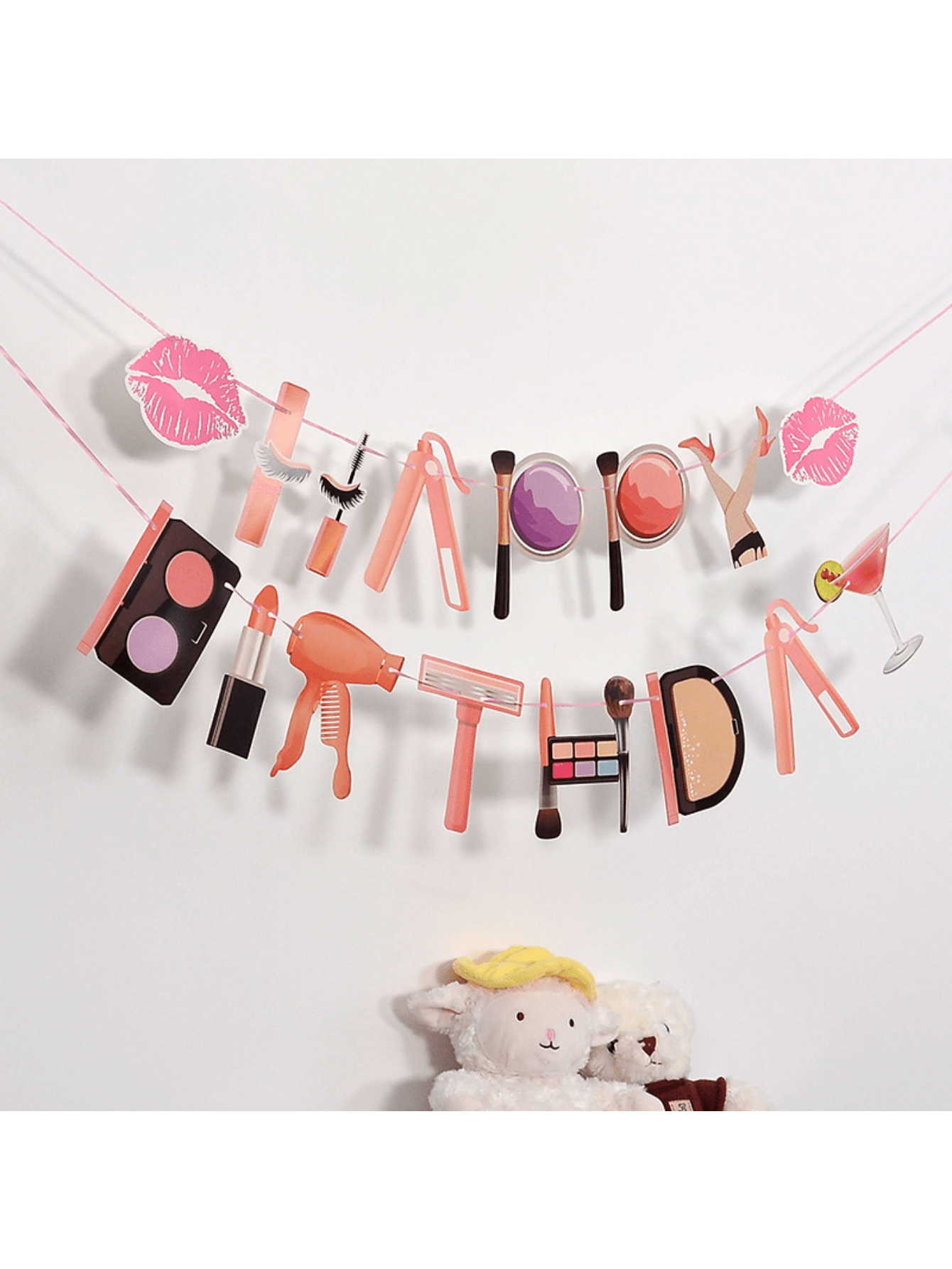 Makeup Birthday Banner, Spa Theme Party Makeup Happy Birthday Banner ...