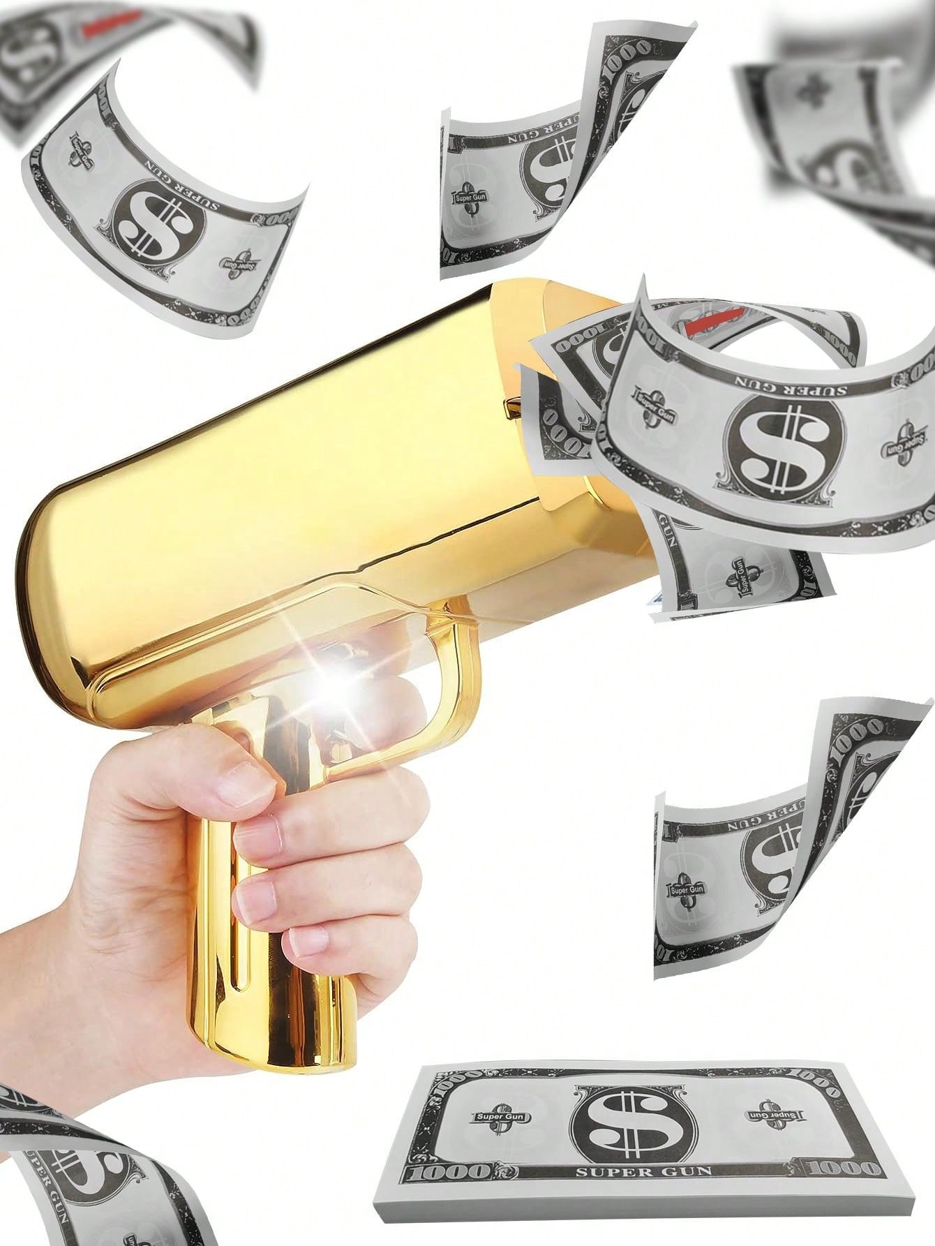 Super Money Guns Toys ,Fake Paper Playing Spray Money Gun Make it Rain ...