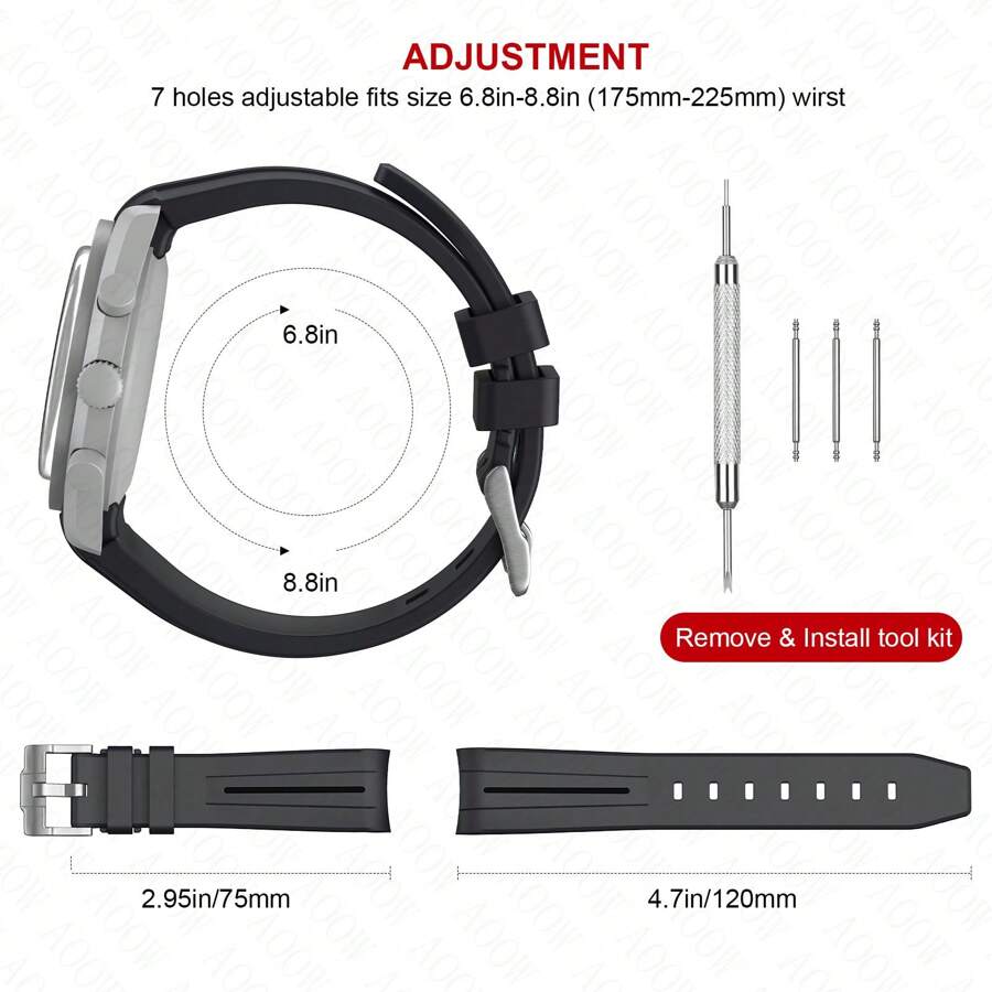 Bands for Moonswatch Watch,Curved No Gap Rubber Strap Compatible with ...