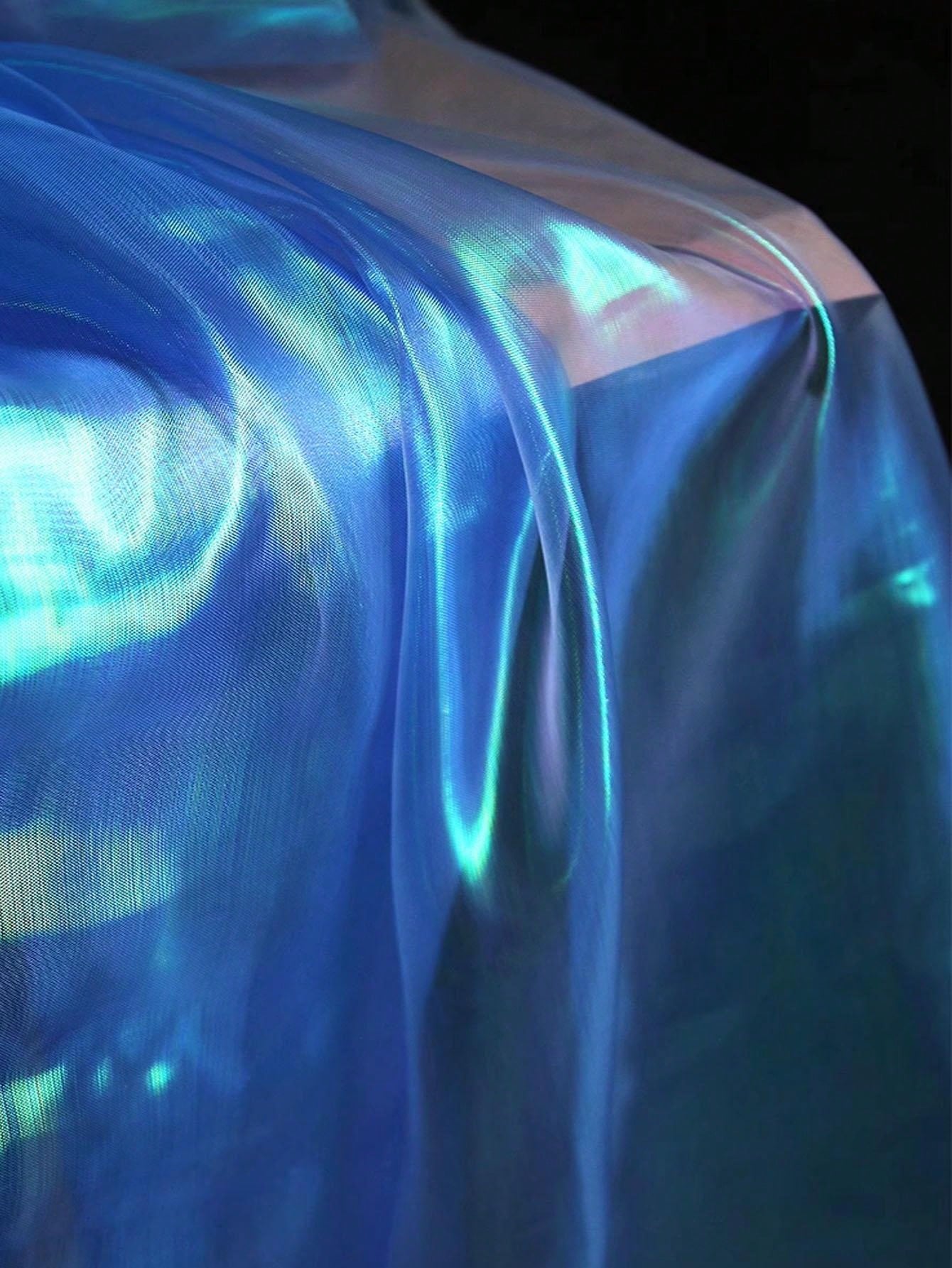 1pc Gradient Two-Color Mesh Fabric, Laser Texture See-Through Fabric ...