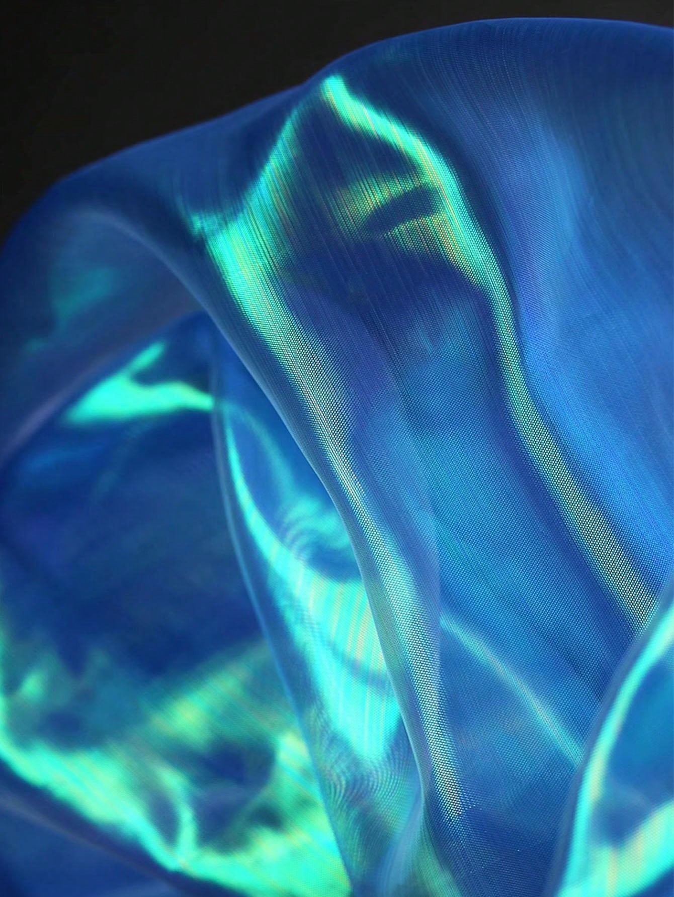 1pc Gradient Two-Color Mesh Fabric, Laser Texture See-Through Fabric ...