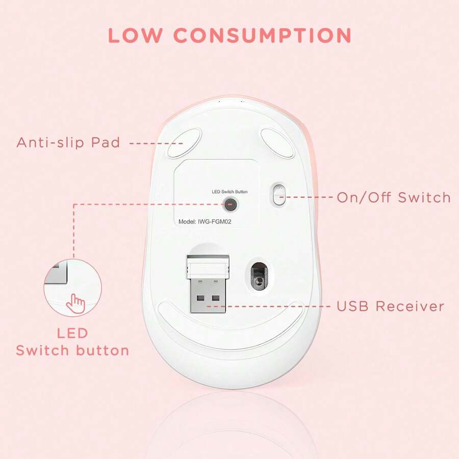 OMAA USB Wireless Mouse Rechargeable Light Up Mouse For Laptop Small ...