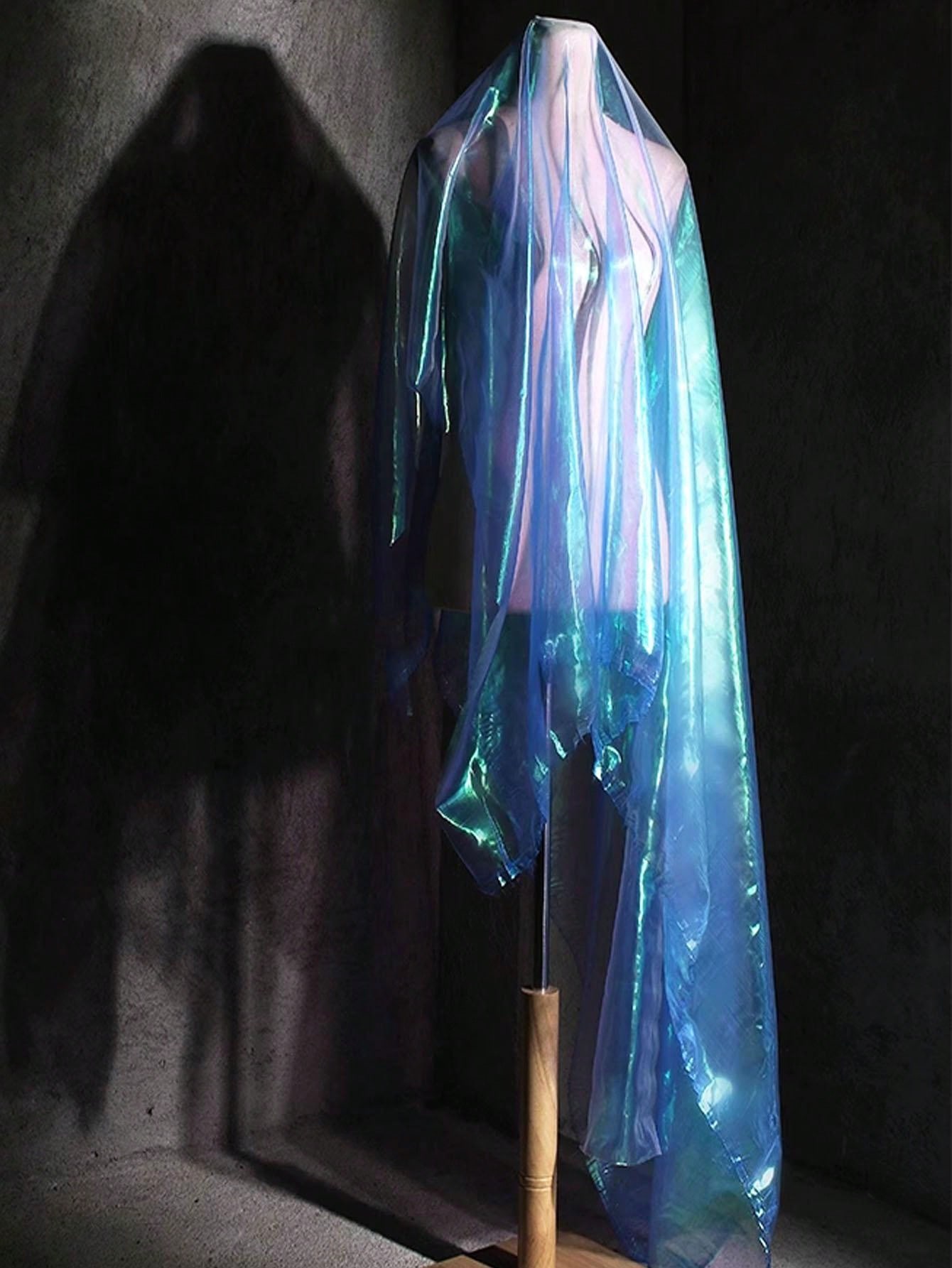 1pc Gradient Two-Color Mesh Fabric, Laser Texture See-Through Fabric ...