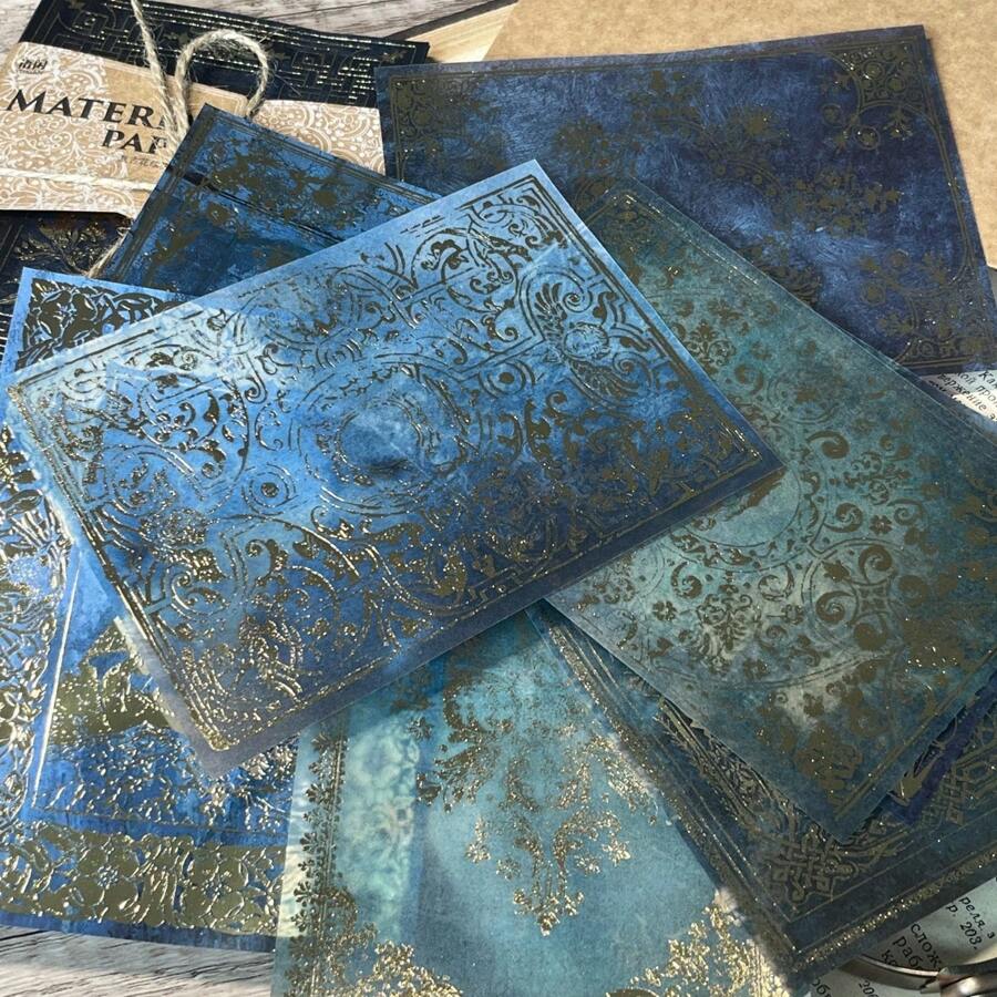 36 Sheets Retro Gold Stamping Material Paper Dual Material Sulfuric ...