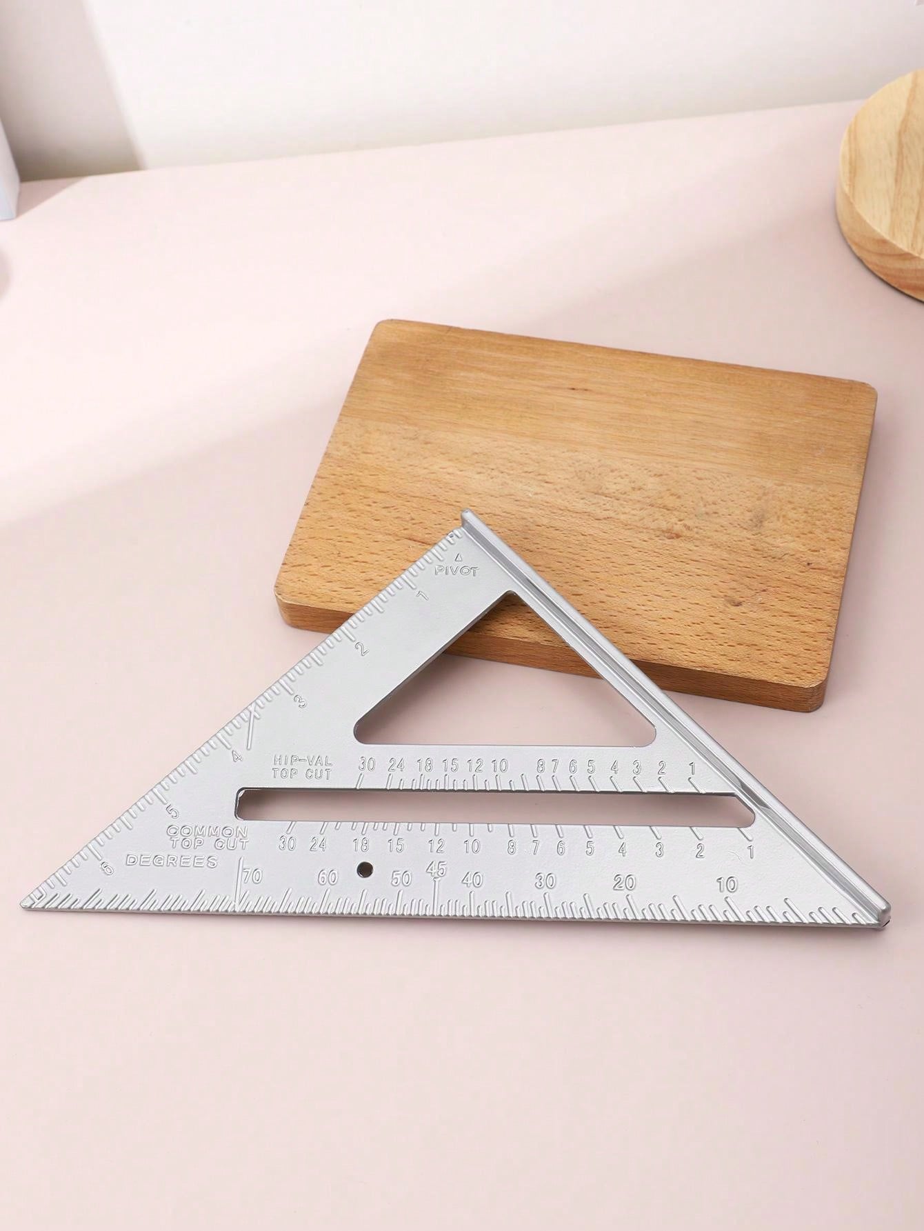 1pc Aluminum Alloy Right Angle Triangle Ruler Silver Measuring Tool For ...