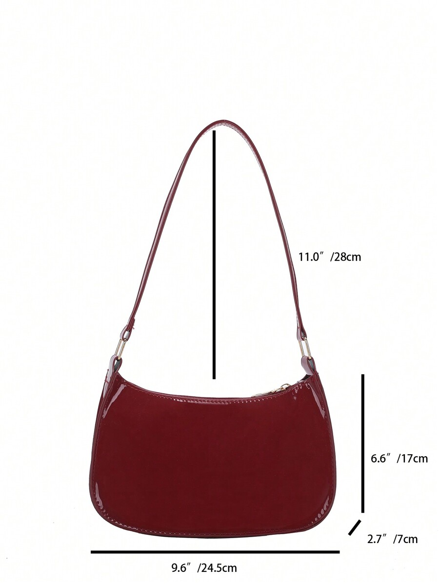 Solid Color Minimalist Zipper Closure Shoulder Bag Trendy Stylish ...