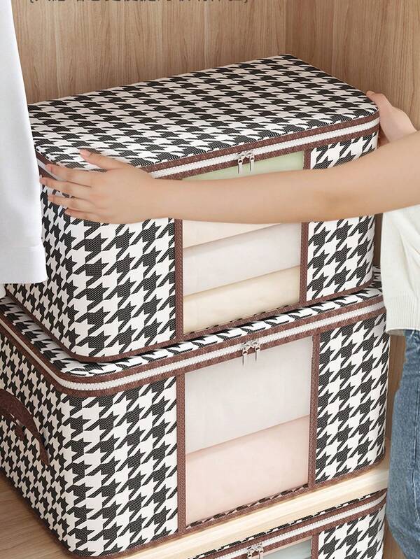 50L Large Storage Bag Thousand Birds Check Pattern Transparent Window ...