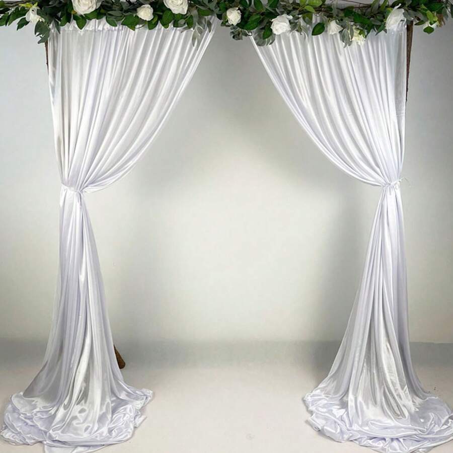 1pc 3m X 3m White Icy Silk Backdrop Cloth, Wedding Chiffon Curtain ...
