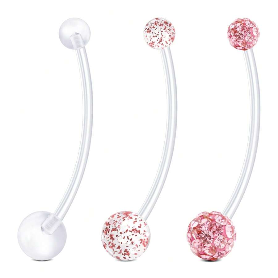 CIZME 1Set 3Pcs Plastic Pregnancy Belly Button Rings Long Bar Navel ...