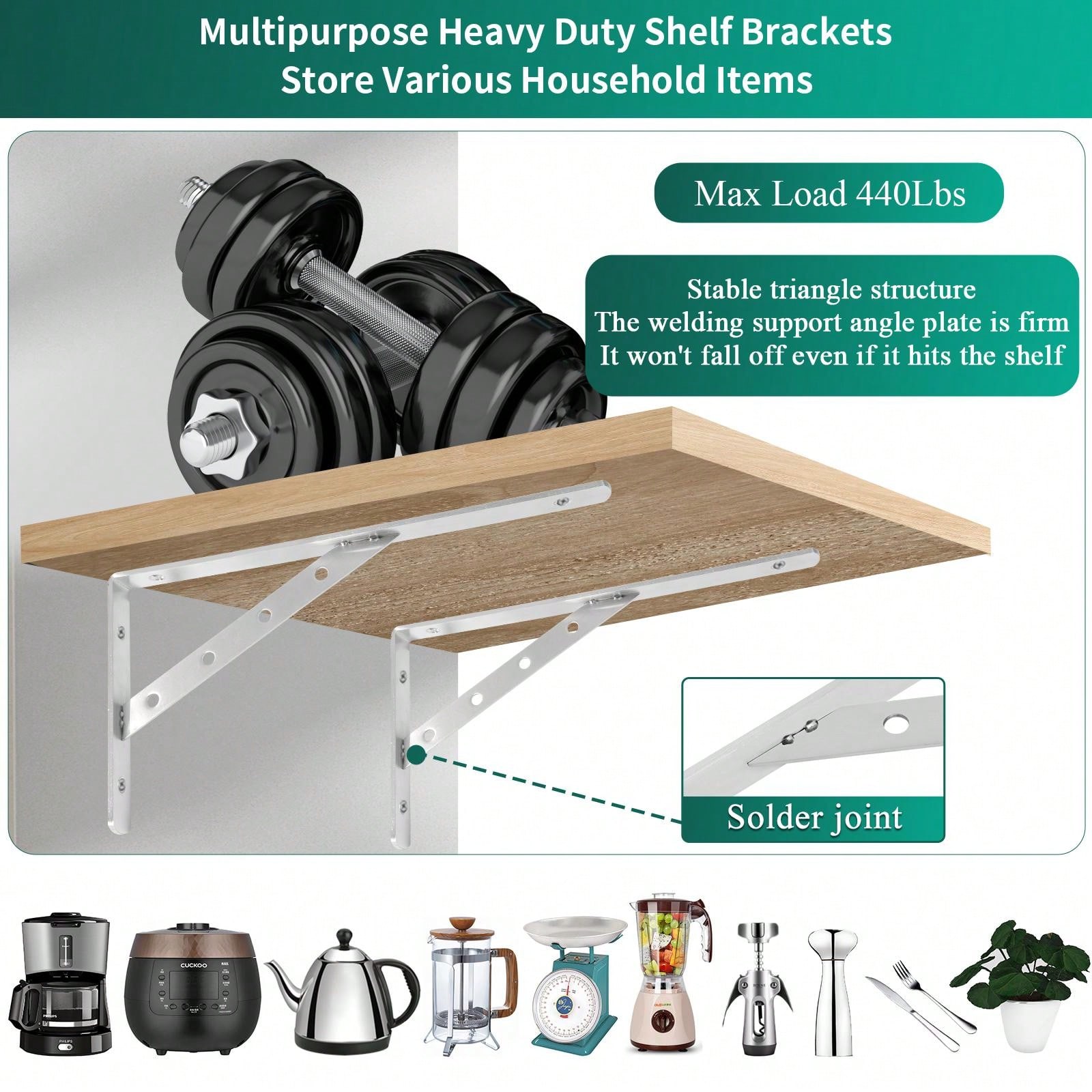 2 Pc Solid Shelf Bracket,14 inch L-shaped Heavy Duty Shelf Bracket ...