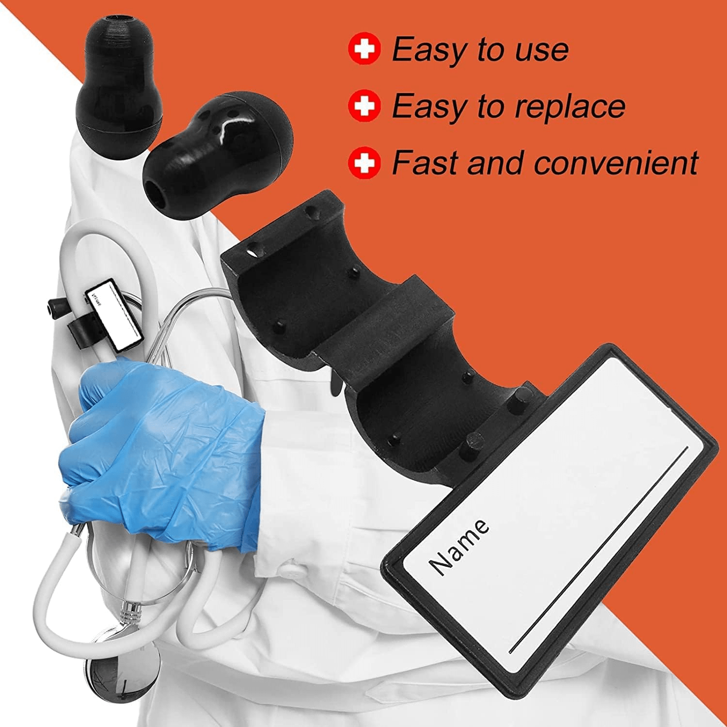 Stethoscope Name Tags, Set of 2, Black Stethoscope Name Tags ...